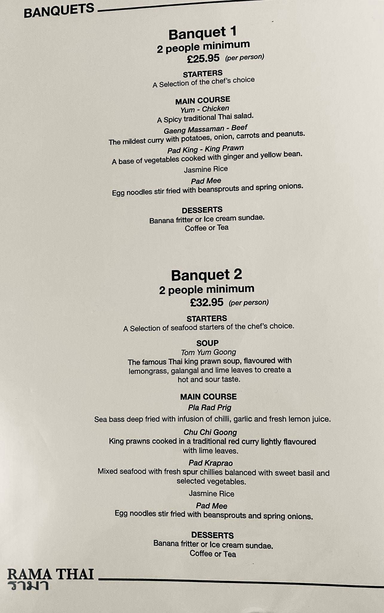 Menu at Rama restaurant, Dundee, 32-34 Dock St