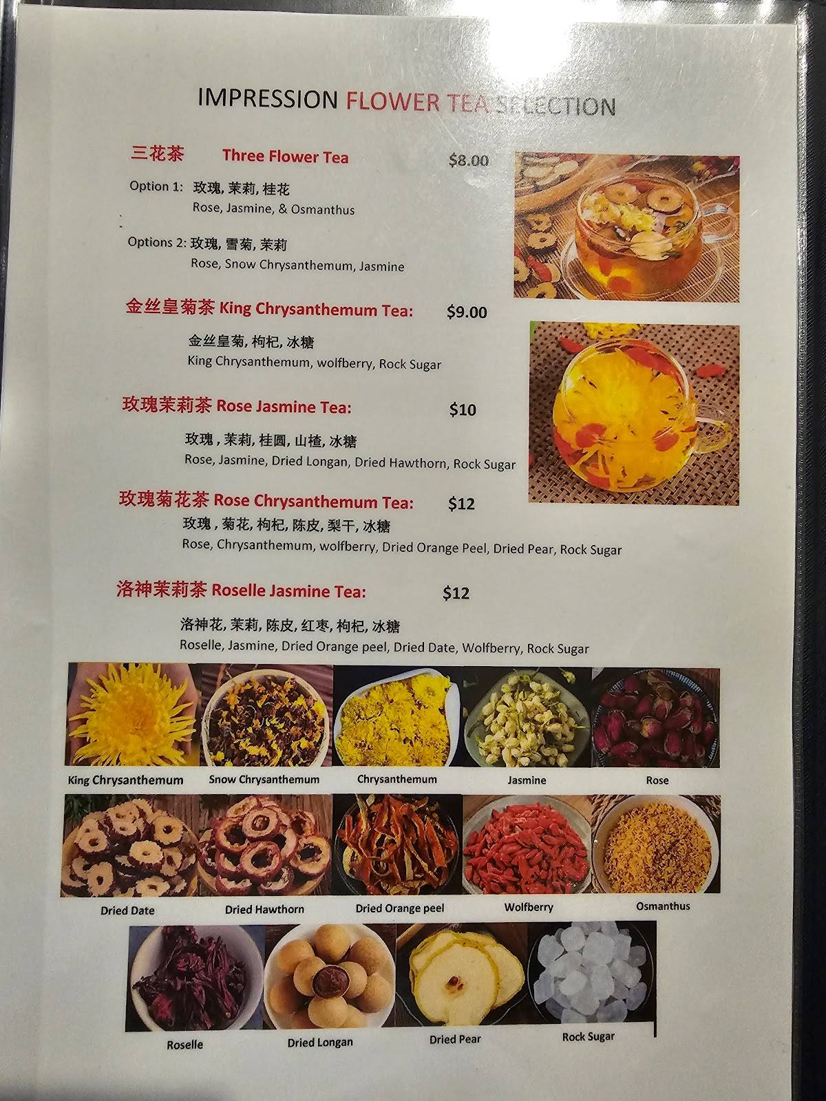Menu at IMPRESSION Restaurant, Dunedin
