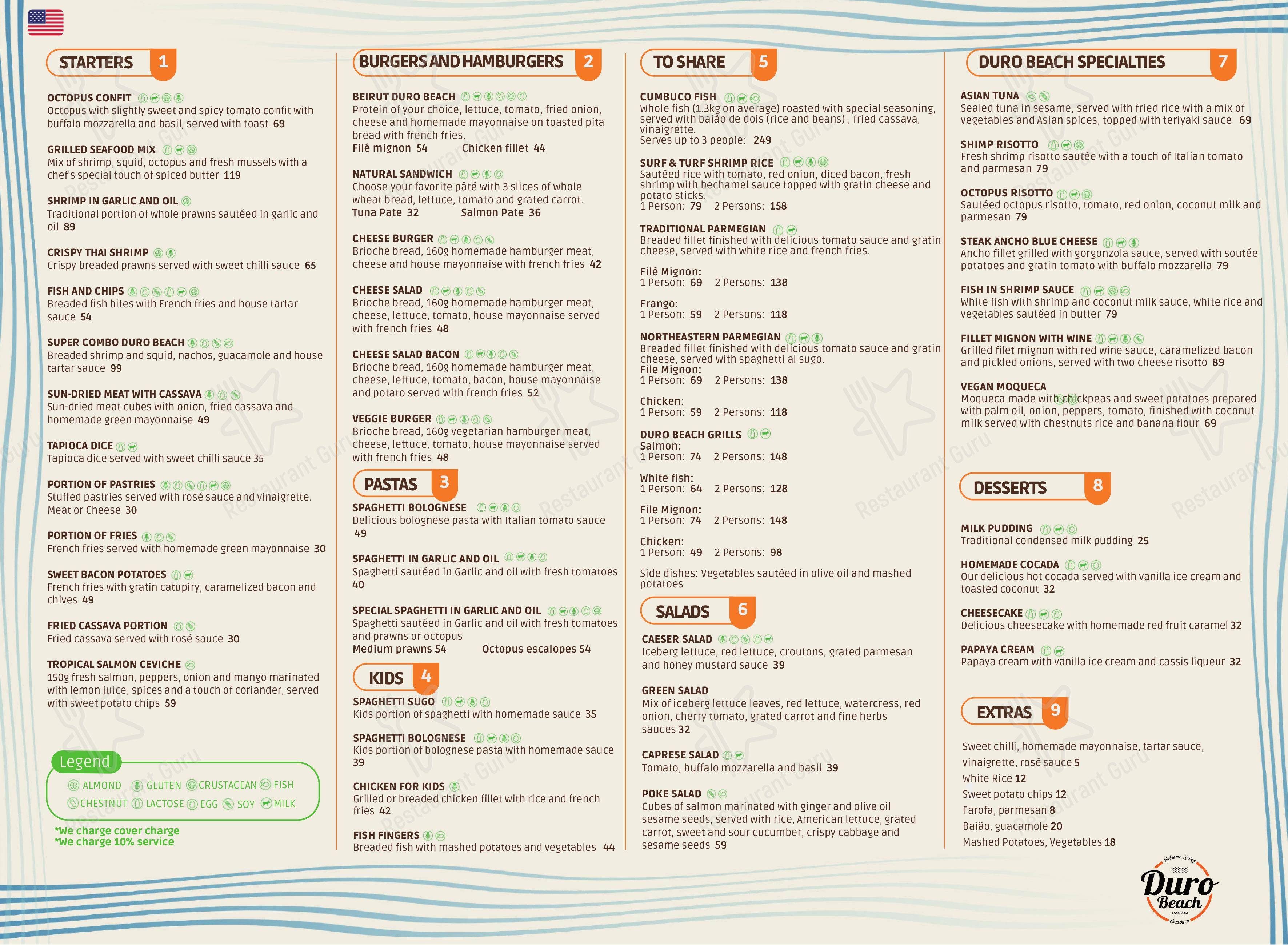 Menu em Duro Beach Lounge restaurante, Caucaia