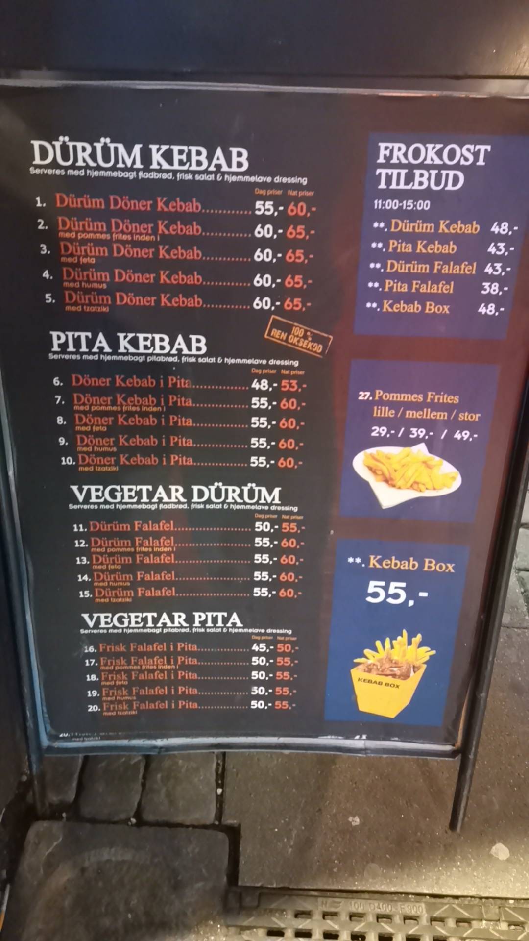 Menu at Durum Bar Nørreport Döner Kebab, Copenhagen, Nørregade 53