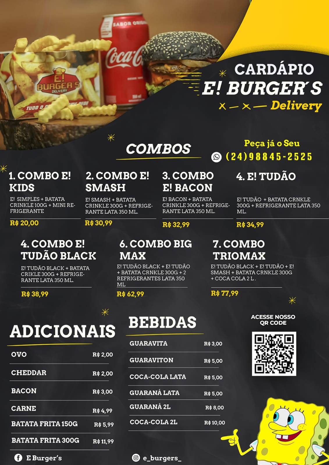 Menu at E! BURGER'S restaurant, Barra Mansa