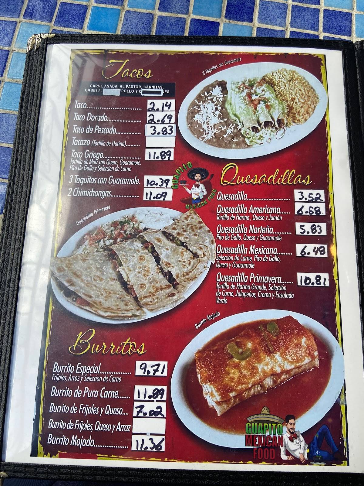 Menu at EL GUAPITO MEXICAN FOOD RESTAURANT, Bell