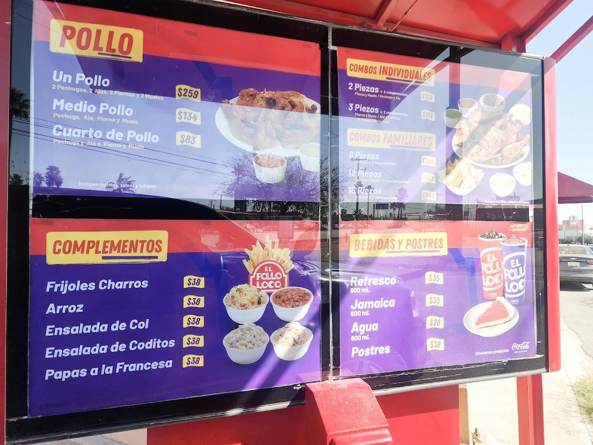 Carta del restaurante EL POLLO LOCO, Nuevo Laredo, Av. Reforma 5701