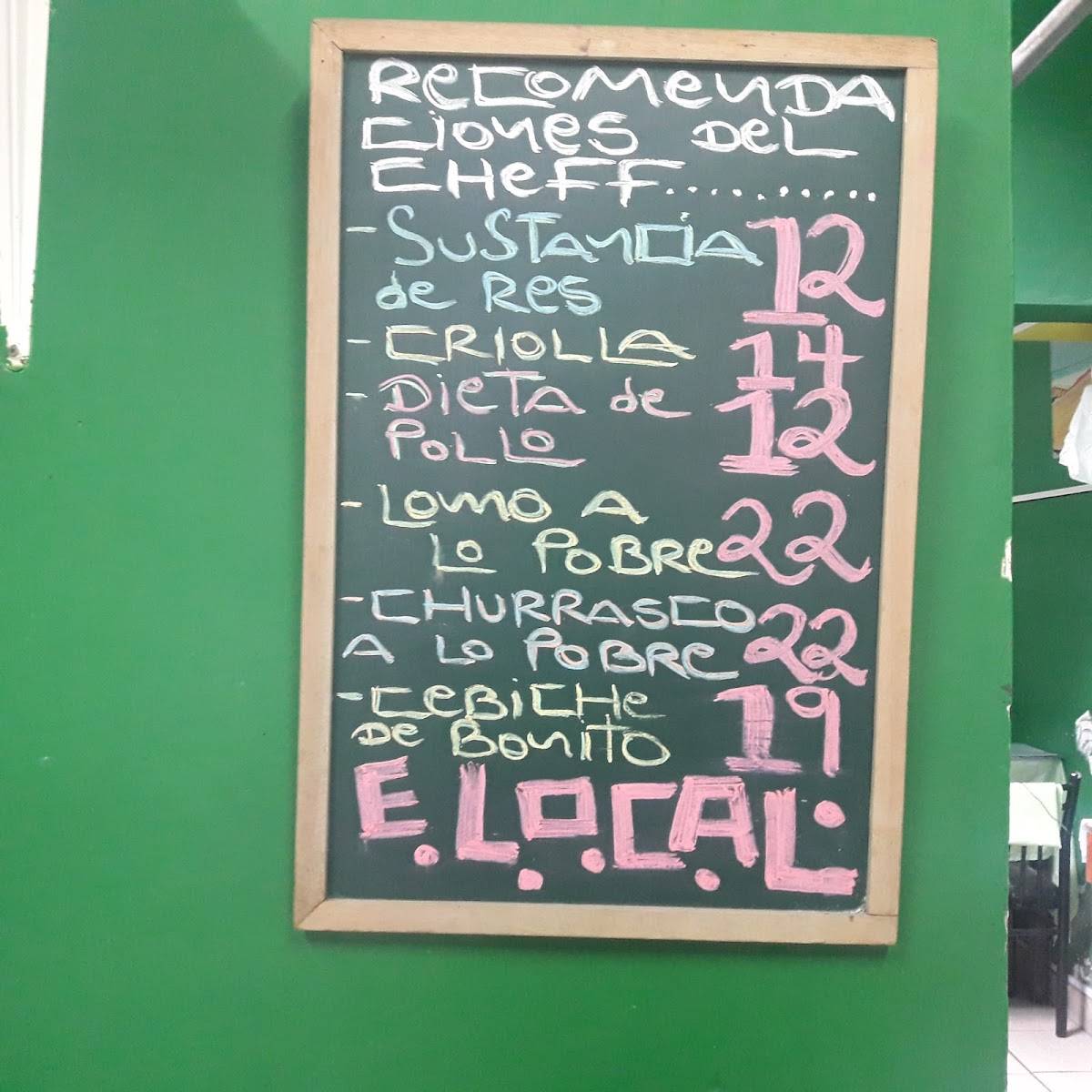 Carta del restaurante ELocal Cocina, Breña
