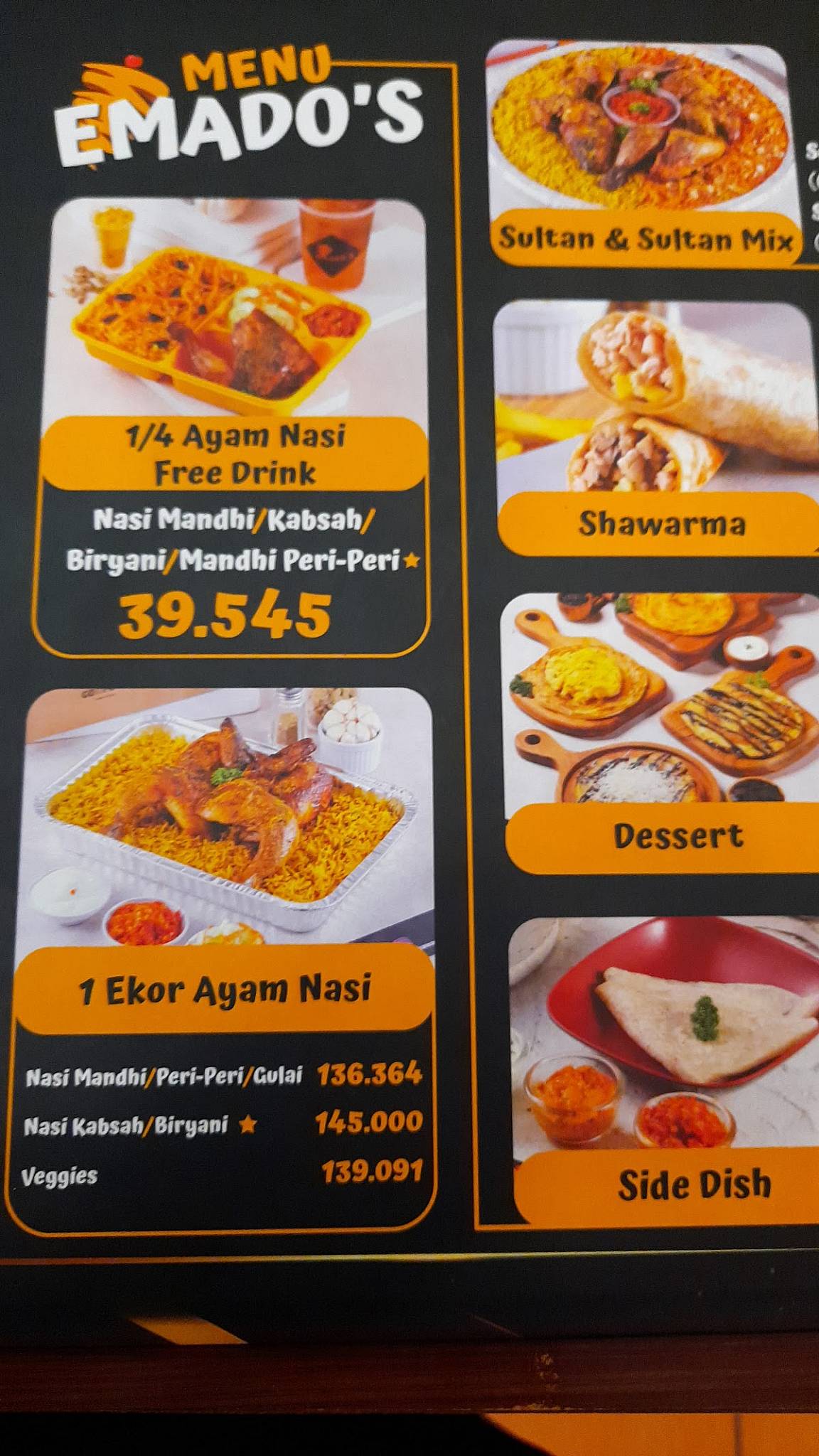 Carta del restaurante EMADO'S SHAWARMA, Bandung