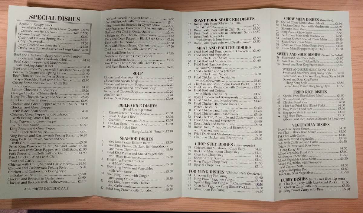 Menu at Eastern Kitchen fast food, Kidlington