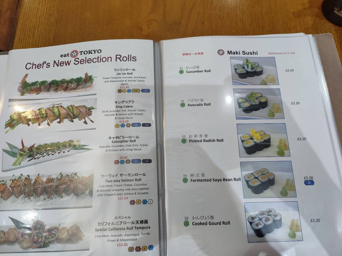 Menu at Eat Tokyo (Soho) restaurant, London, 16 Old Compton St