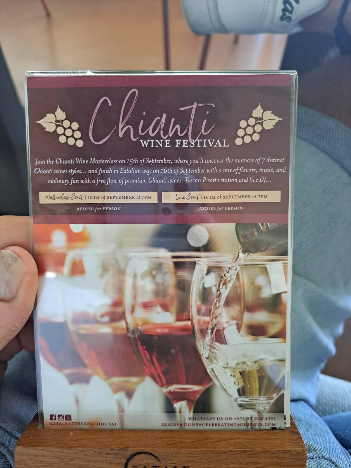 Carta del restaurante Eataly at The Beach Dubai, Dubai