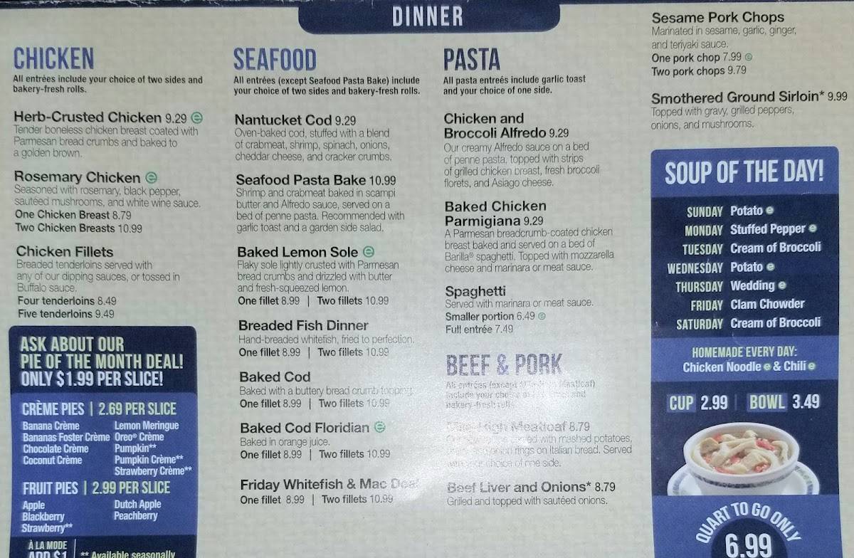 Menu at Eat'n Park restaurant, Monaca