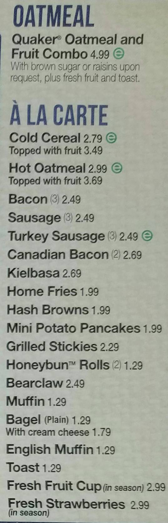Menu at Eat'n Park restaurant, Monaca