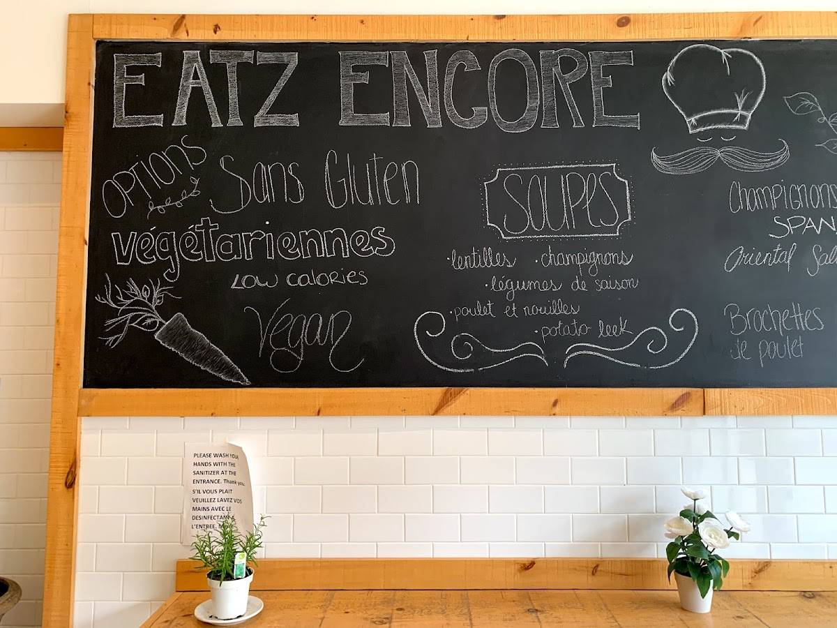 Menu at Eatz Encore cafe, Westmount