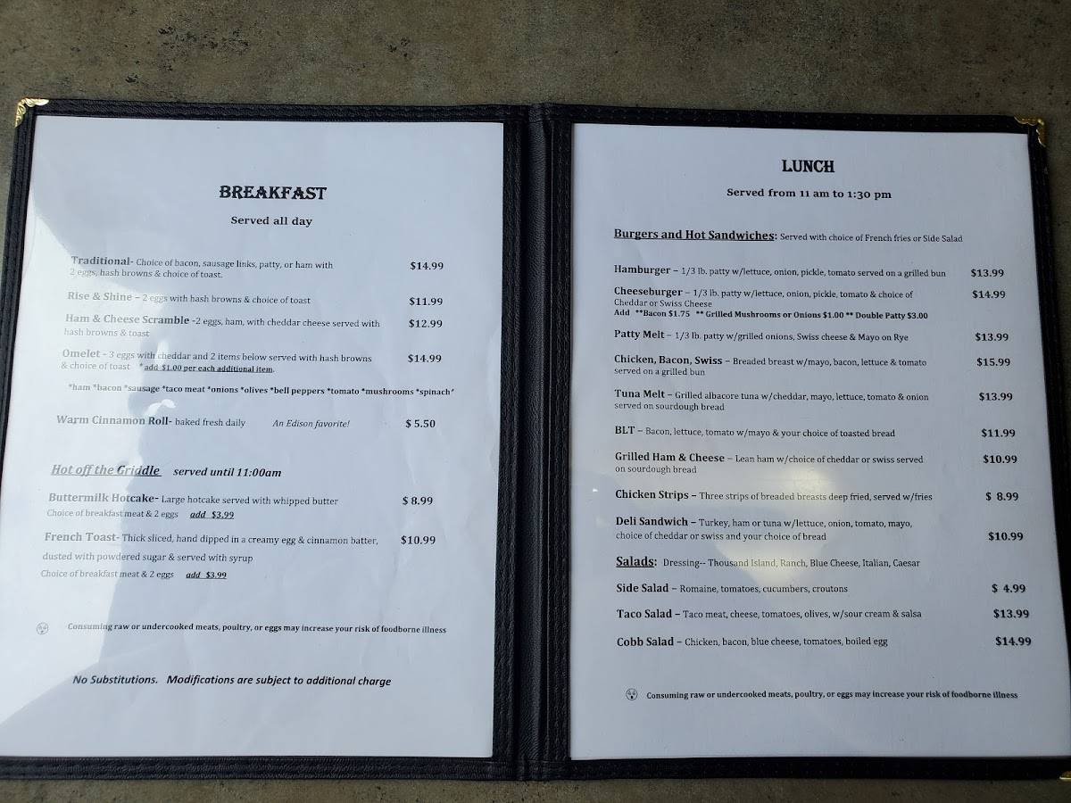 Menu at The Edison Café - Smash Burgers restaurant, Bow