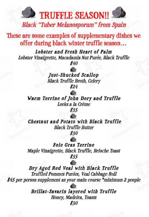 Menu at Edulis Restaurant, Toronto, 169 Niagara St