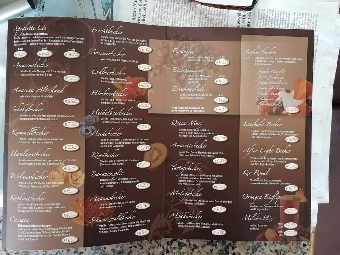 Speisekarte von Eis-Café Martini cafe, Soltau