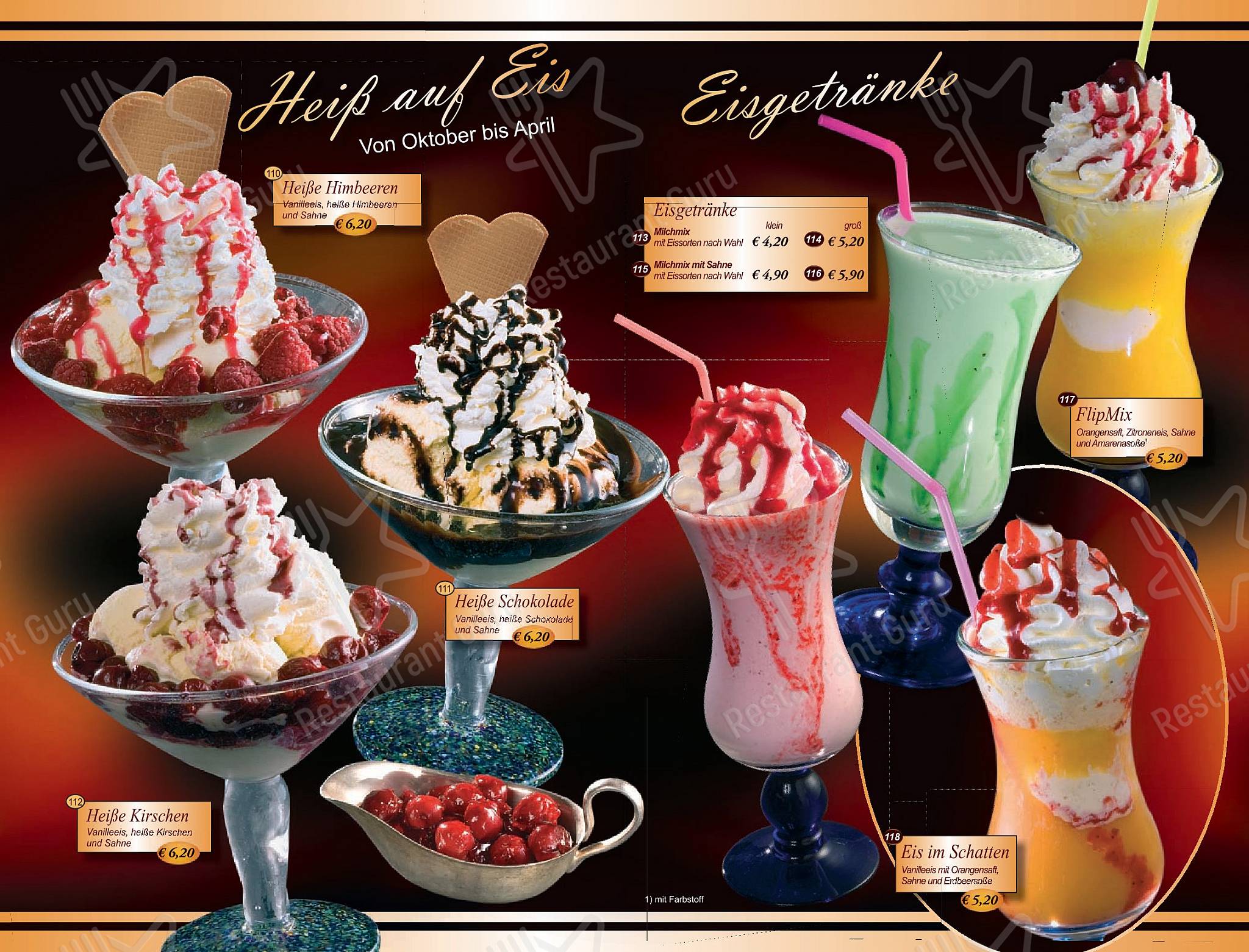 Menu at Eiscafé Numero Uno desserts, Solingen