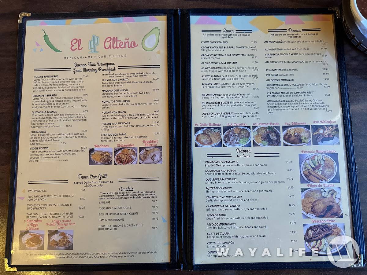 Menu at El Alteno restaurant, Yerington, 615 S Main St