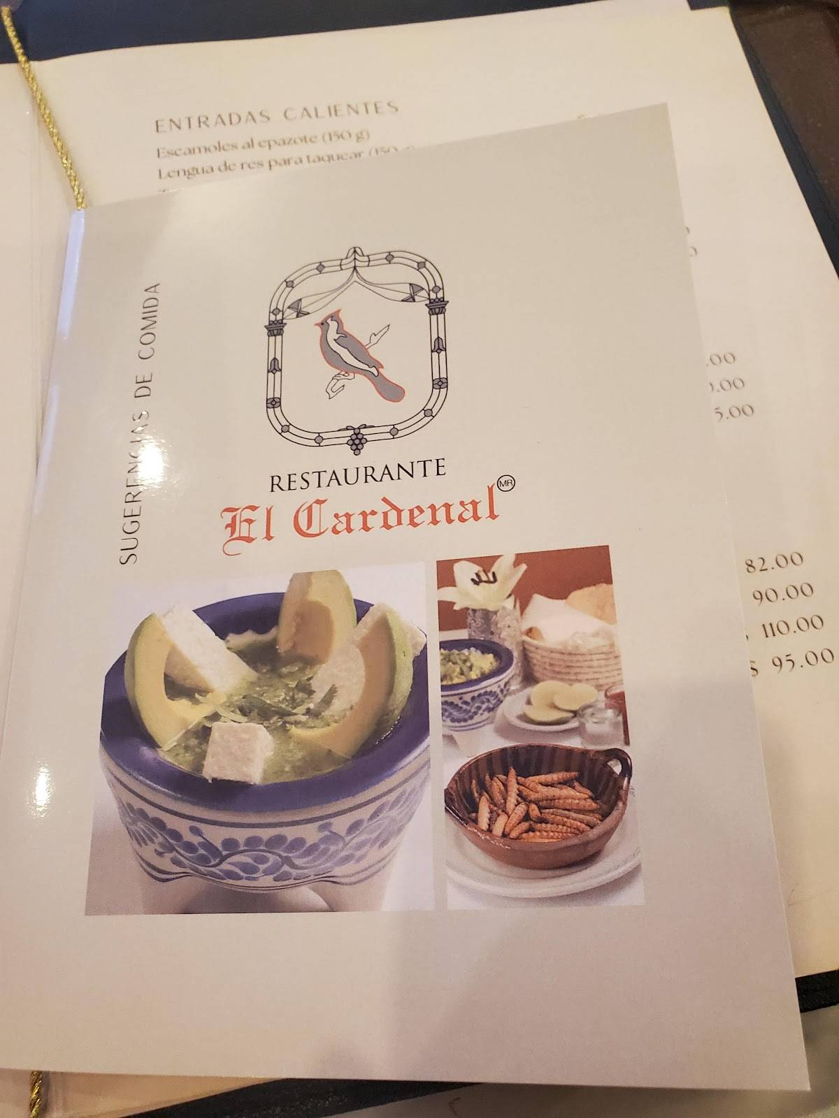 Carta de Restaurante El Cardenal, Ciudad de México, Palma #23 Centro ...