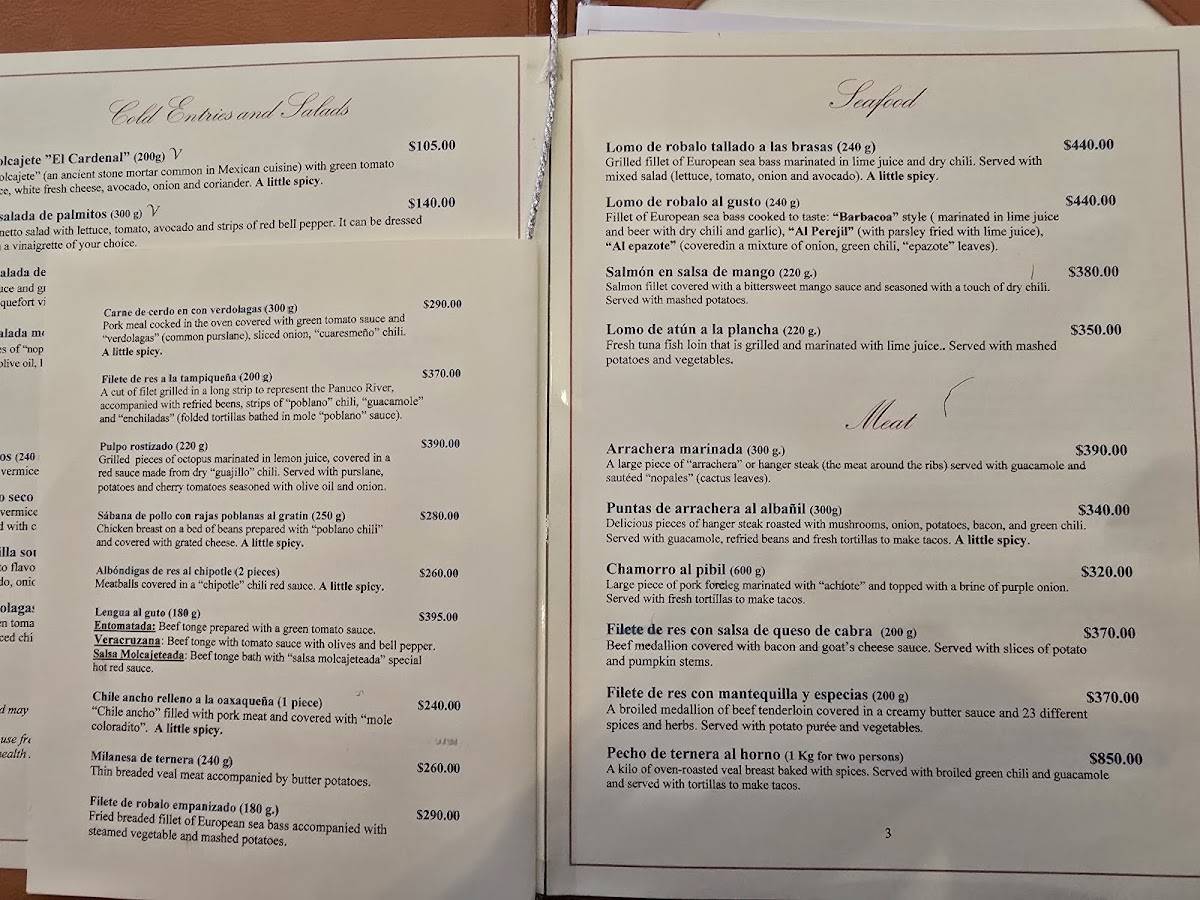 Carta de Restaurante El Cardenal, Ciudad de México, Palma #23 Centro ...