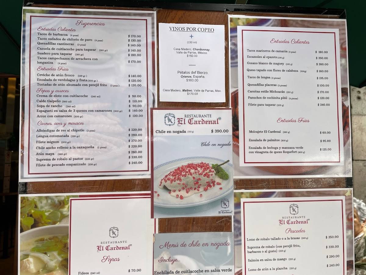 Carta de Restaurante El Cardenal, Ciudad de México, Palma #23 Centro ...