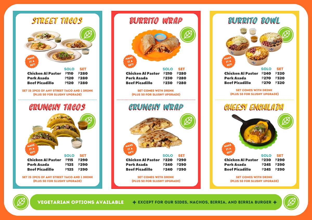 Menu at El Chato restaurant, Pasay