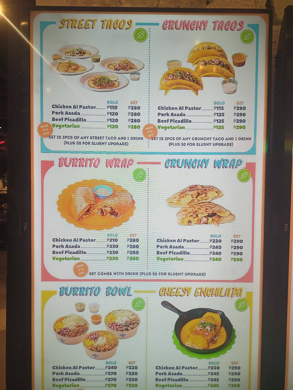 Menu at El Chato restaurant, Pasay