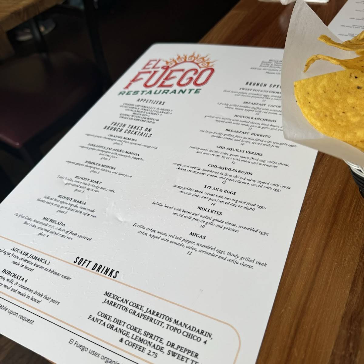 Carta de El Fuego Restaurant, Nashville