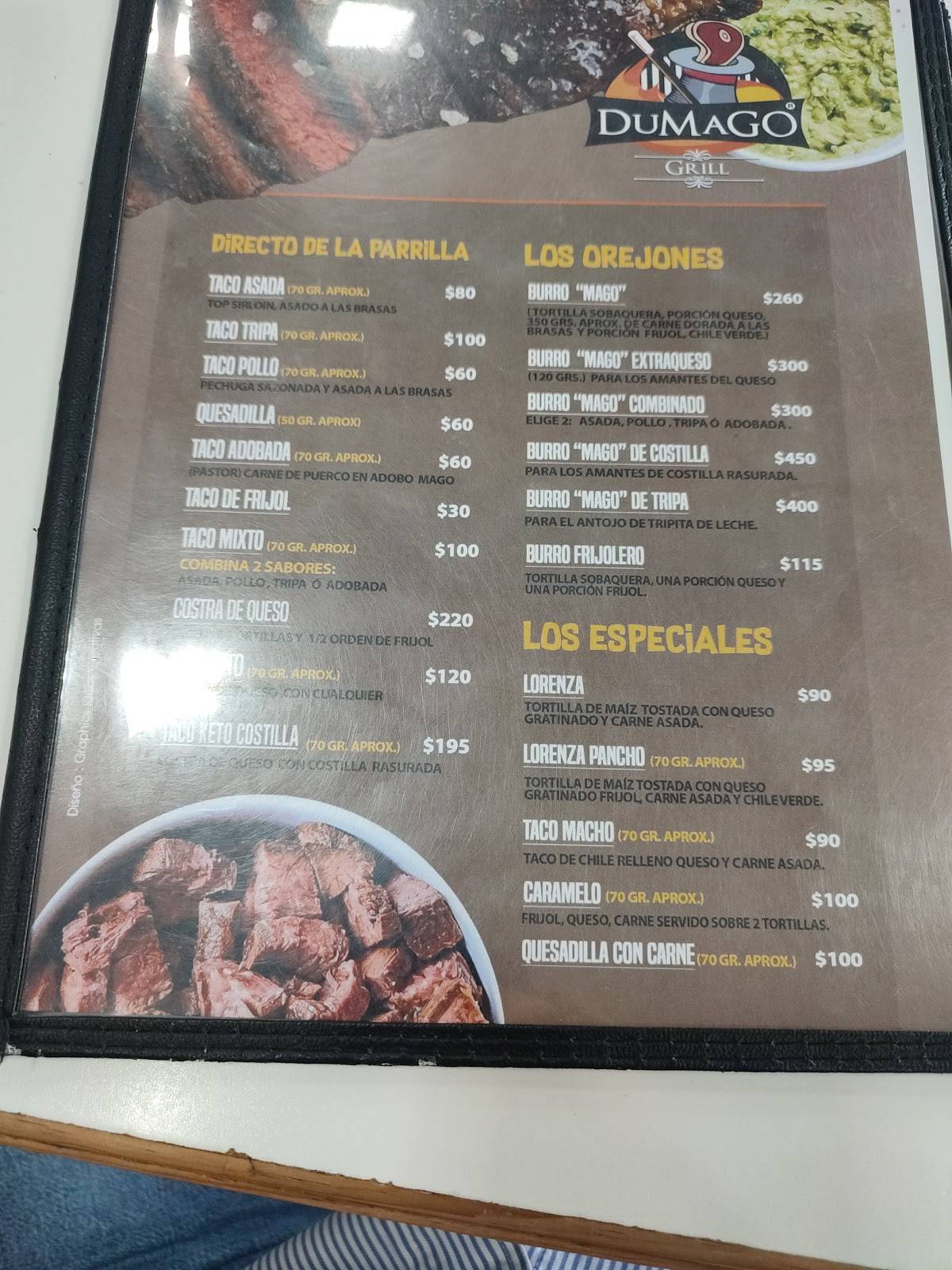 Menu at El Mago steakhouse, Agua Prieta