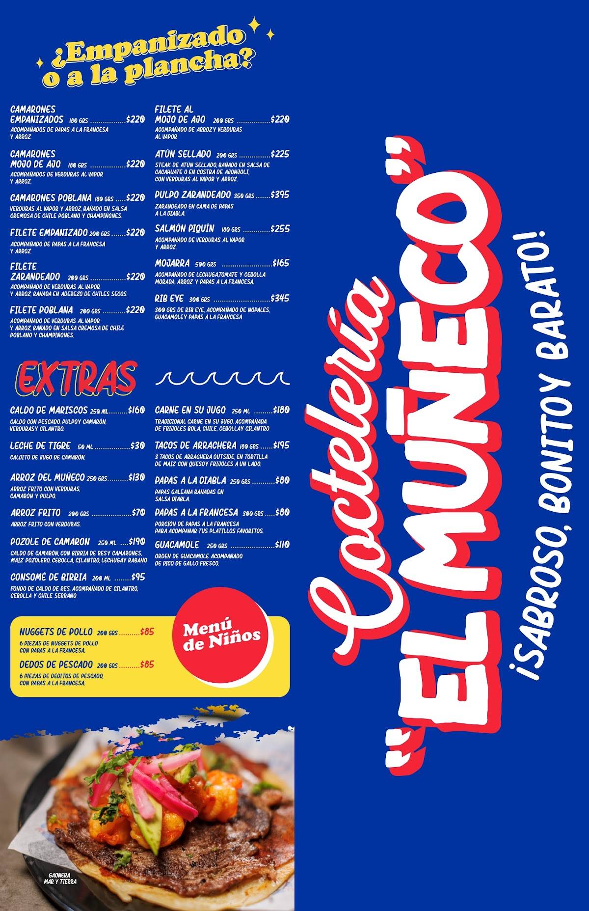Carta del restaurante El Muñeco Plaza Real, Monterrey