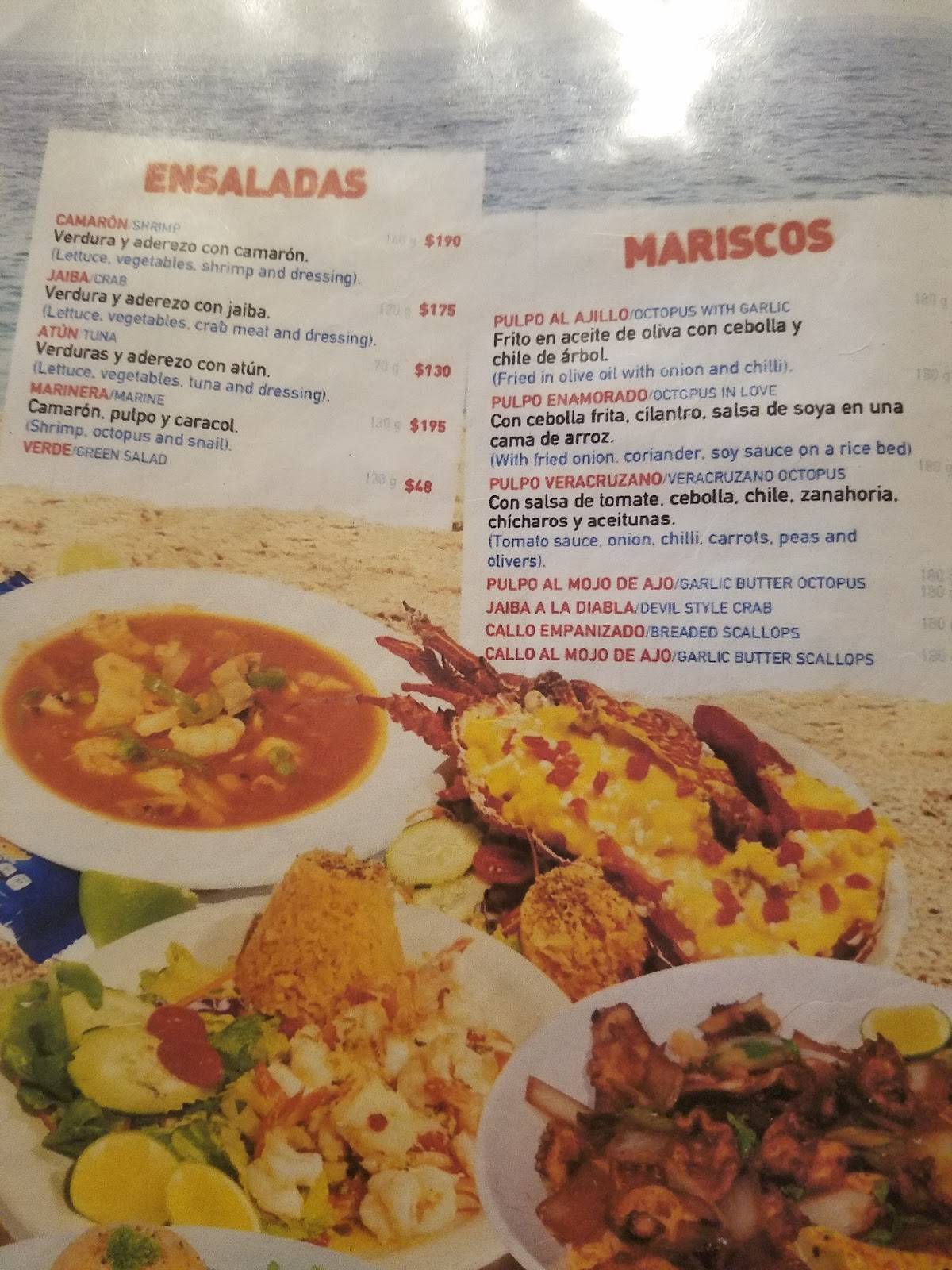 Carta de El Pargo Rojo Restaurant, Bahía de Kino