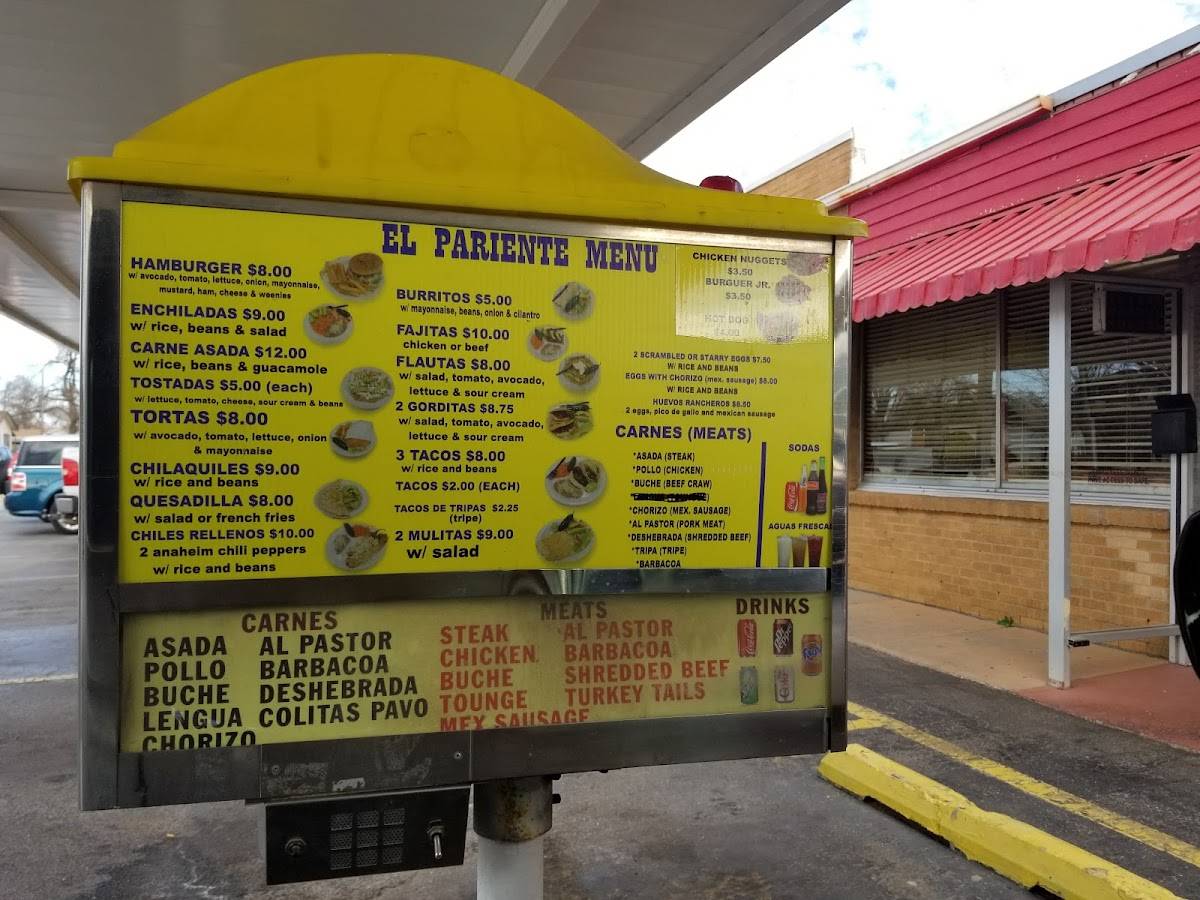 Menu at El Pariente restaurant, Oklahoma City, SW 29th St #2219