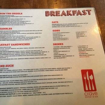 Menu at Crave Kitchen & Bar, El Paso, 300 Cincinnati Ave