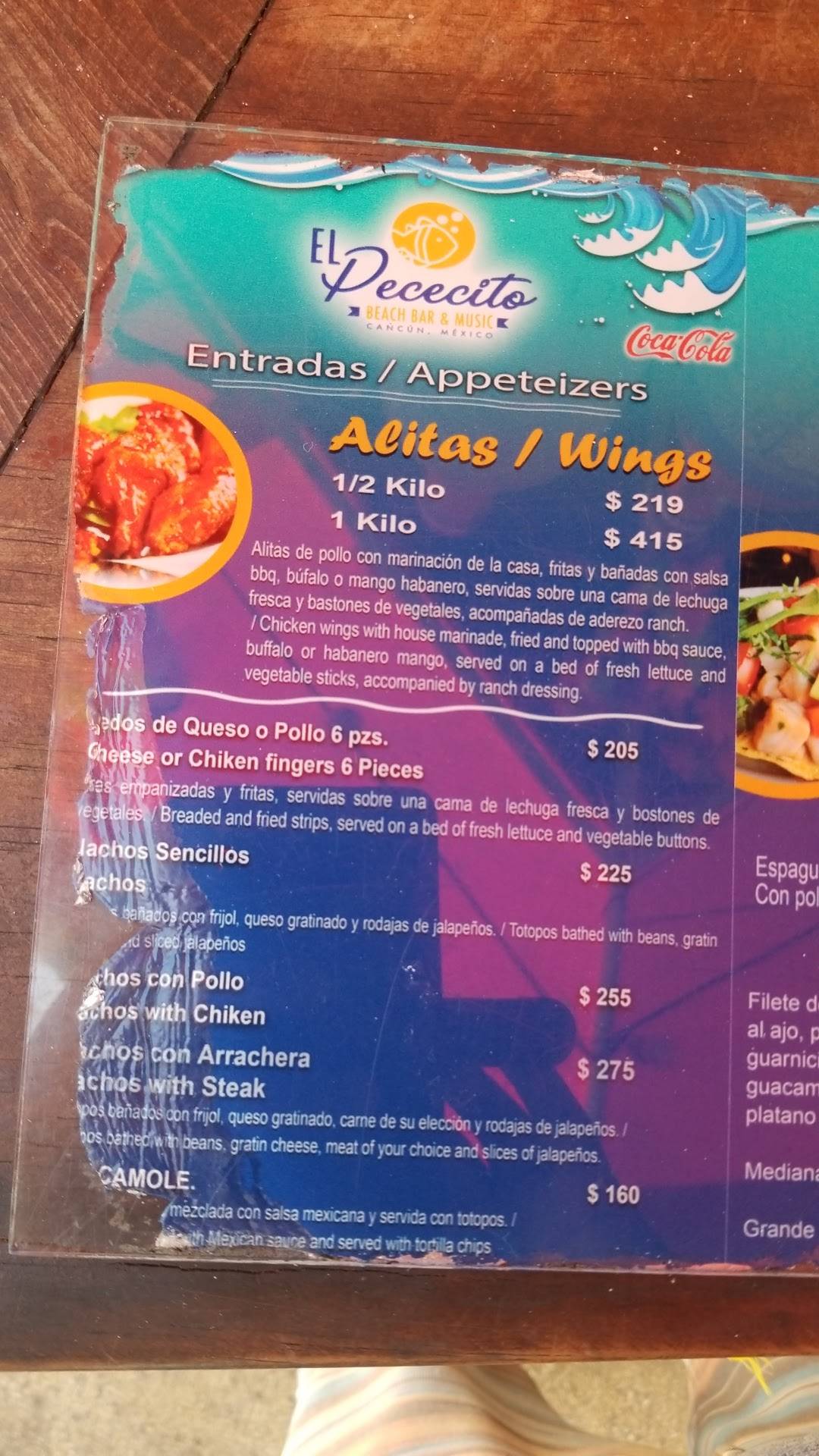 Carta del restaurante El Pececito Cancún, Cancún, km 5
