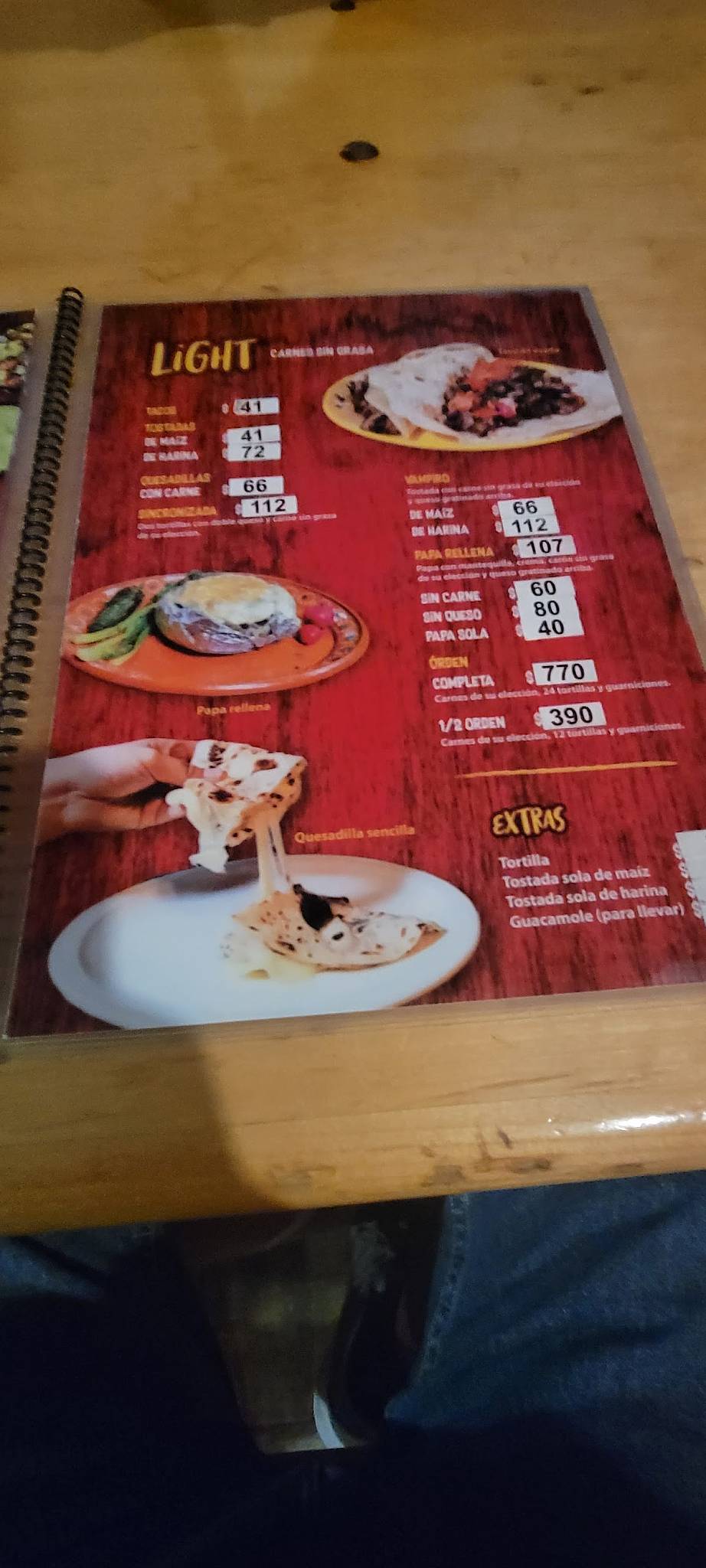 Carta del restaurante El Pirul Asadero, Mexicali