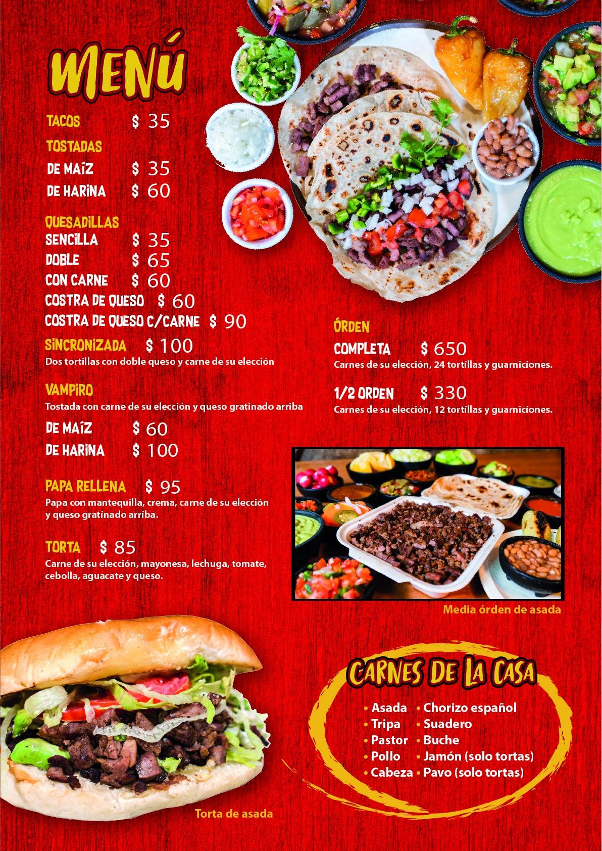 Carta del restaurante El Pirul Asadero, Mexicali