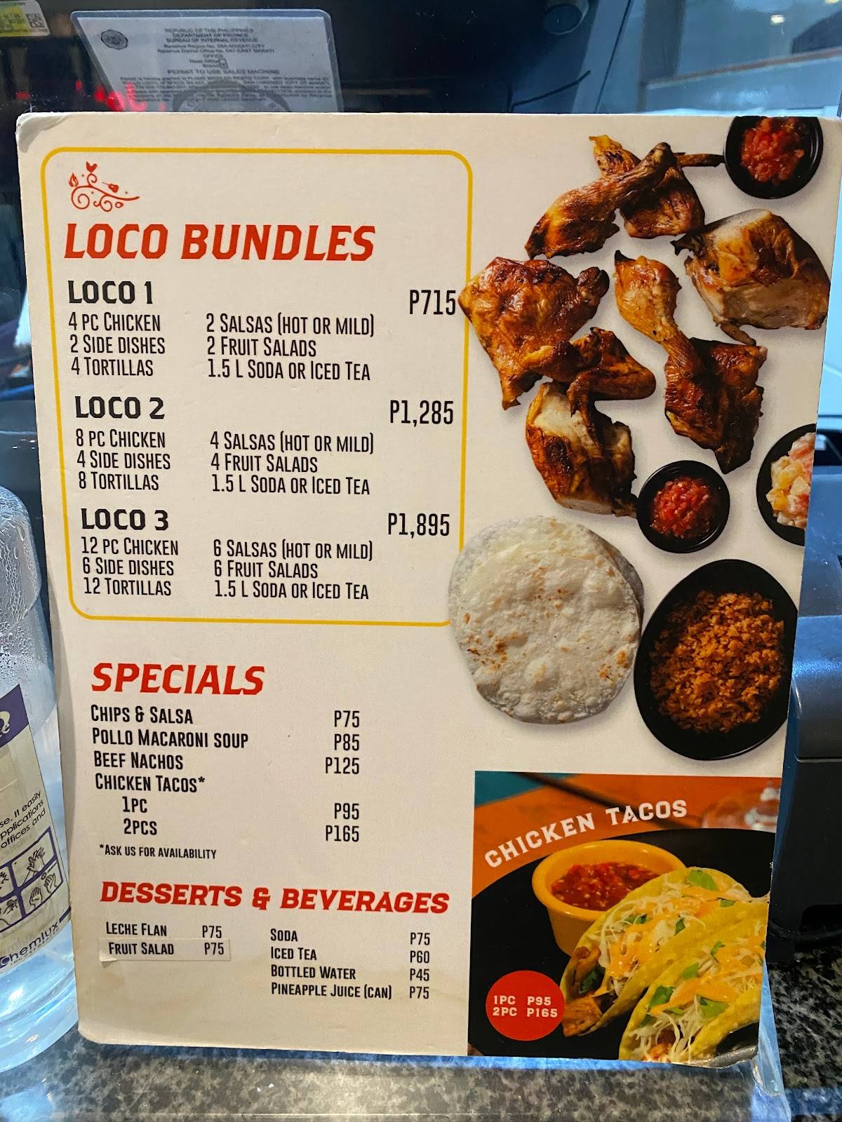 Menu at El Pollo Loco Glorietta restaurant, Makati