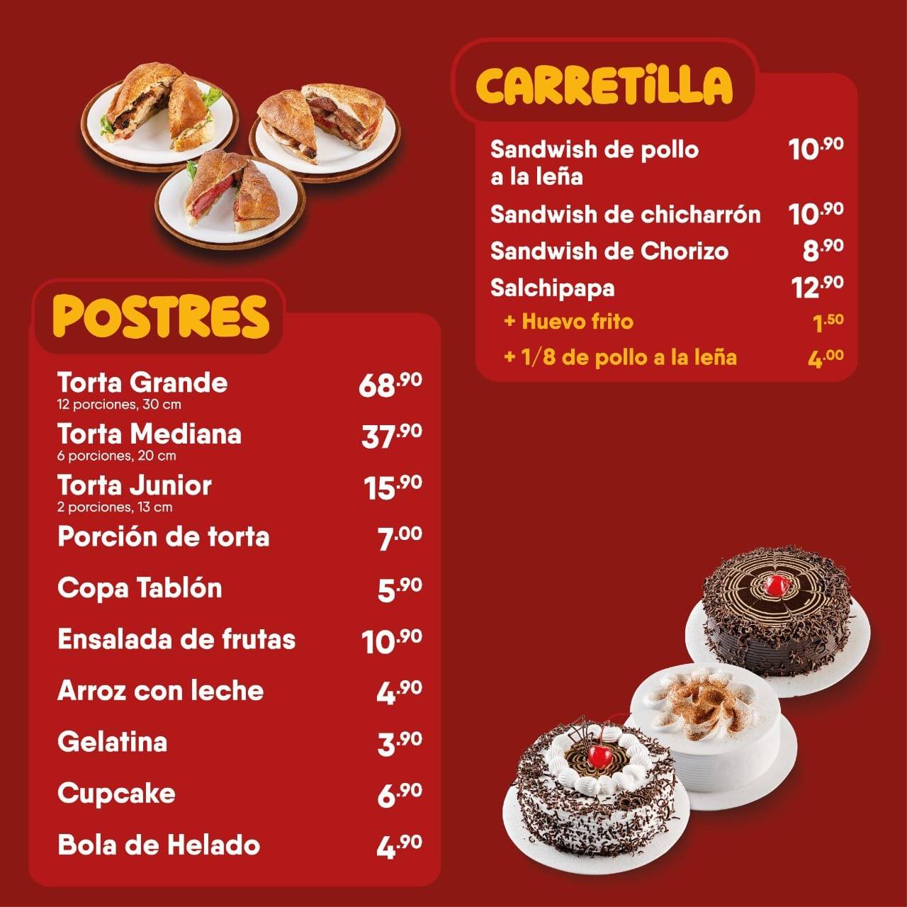 Carta del restaurante El Tablón, Cusco, Avenida del la Cultura 1406