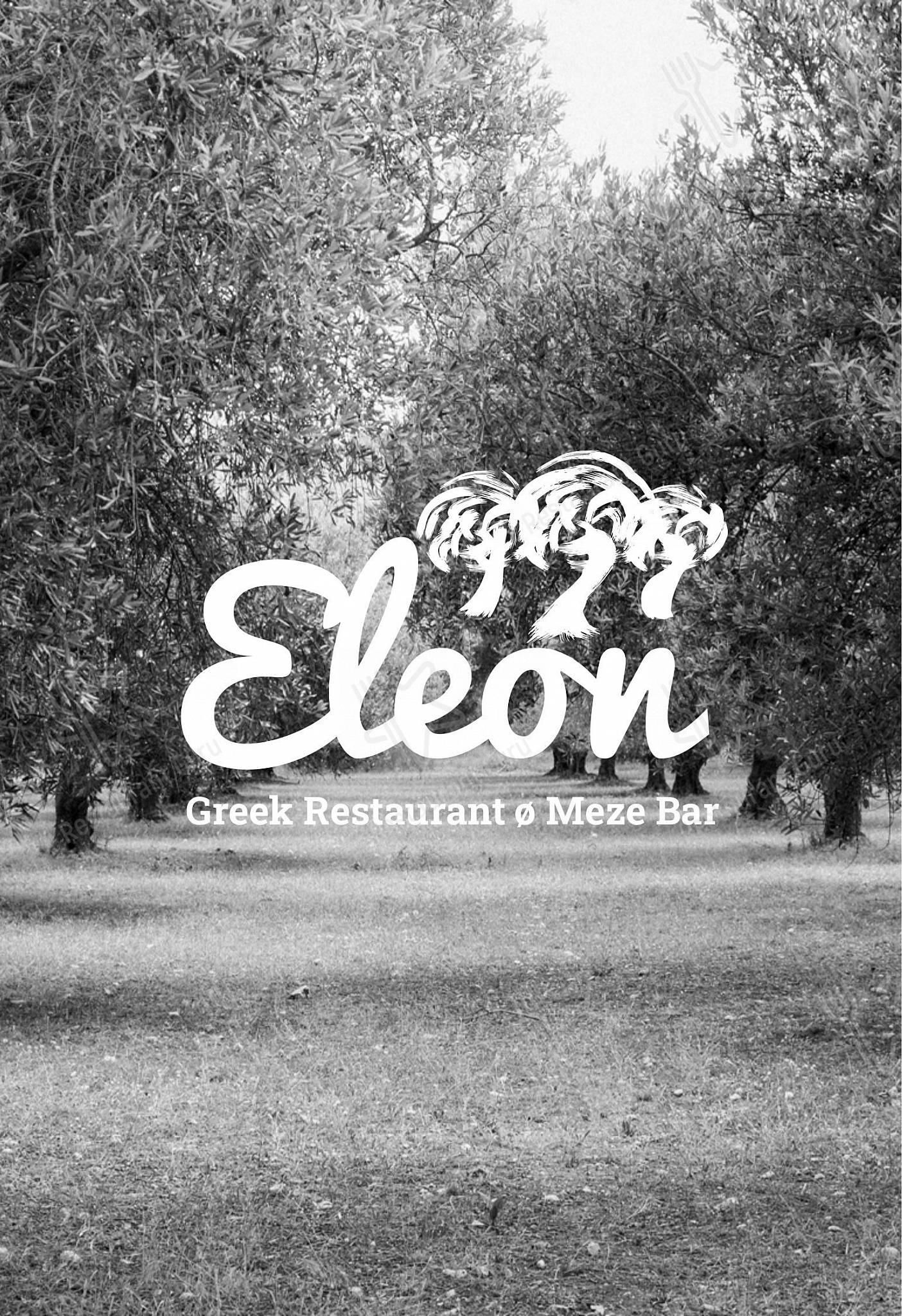 Menu at Eleon restaurant, Sutton Coldfield