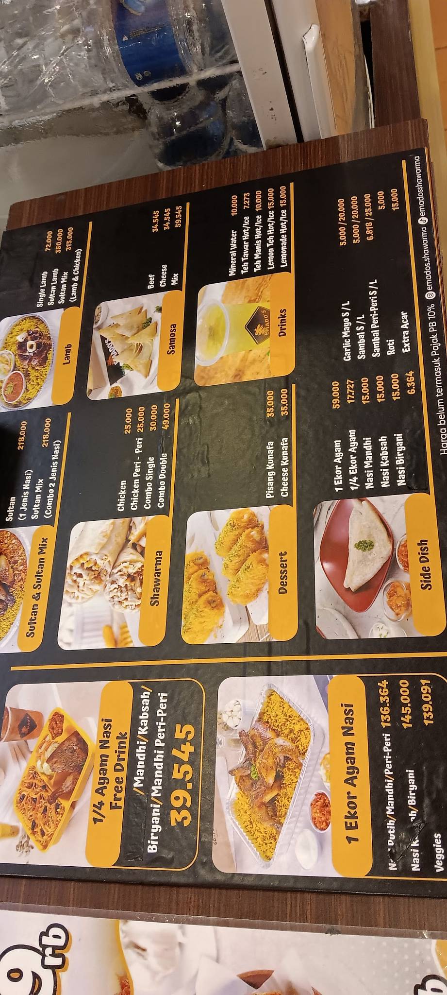 Carta del restaurante Emado's Shawarma Riau, Bandung