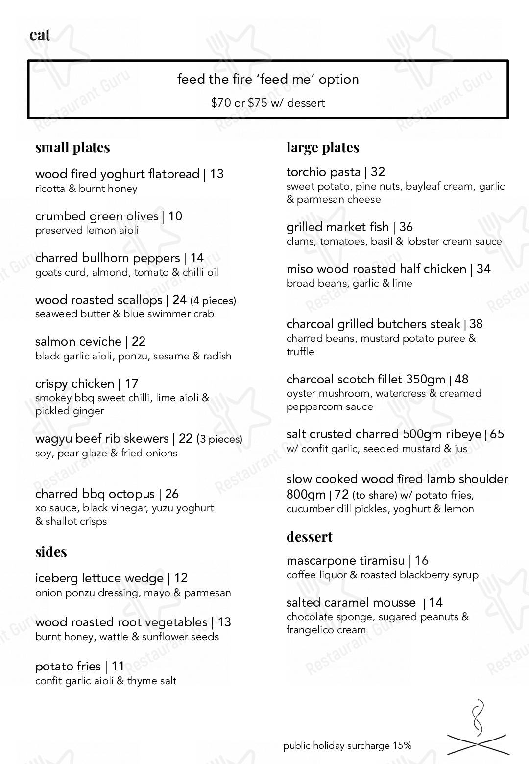 Menu at Ember Social & Dining restaurant, Warrandyte