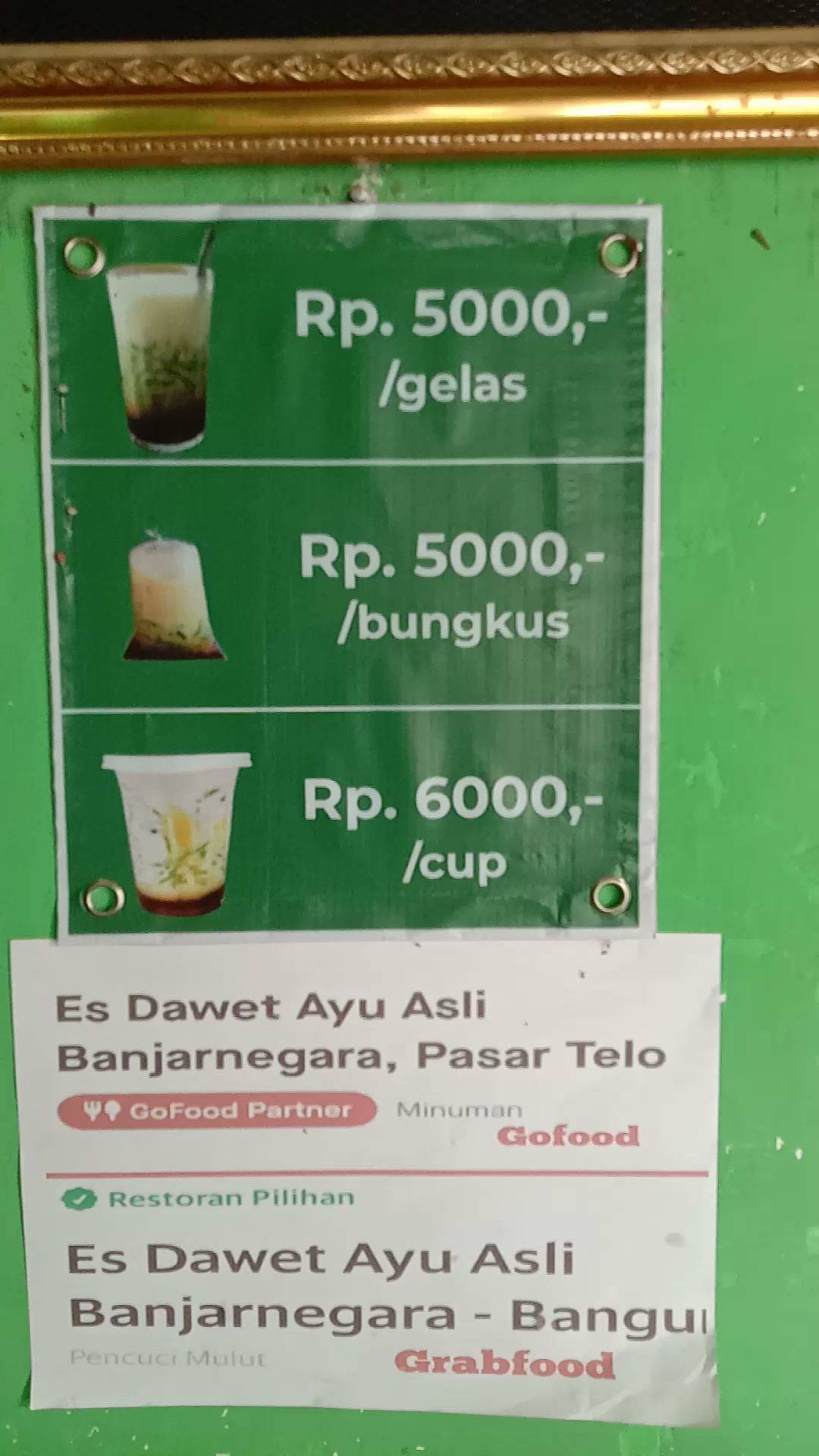 Carta del restaurante Es Dawet Ayu Banjarnegara, Bantul