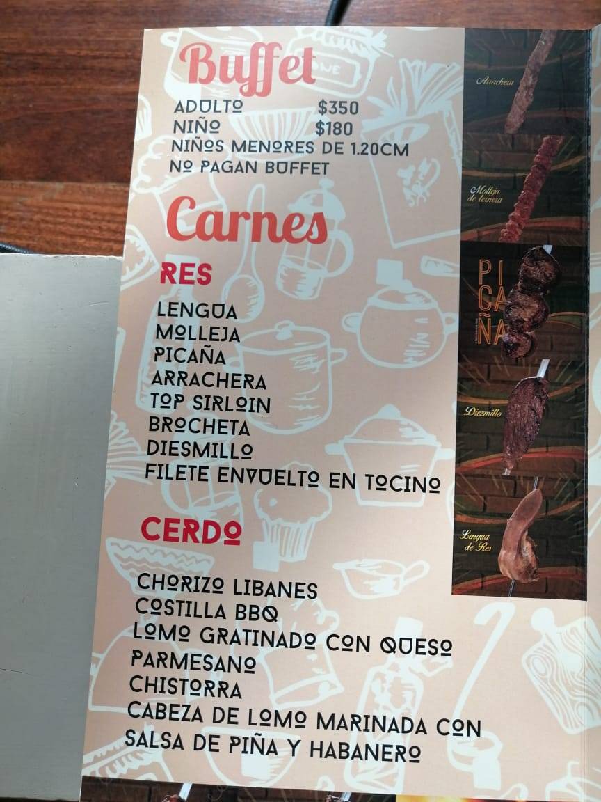 Menu at Espadas Carioca restaurant, Oaxaca