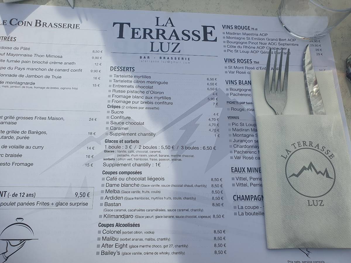 Menu au La Terrasse restaurant, Luz-Saint-Sauveur
