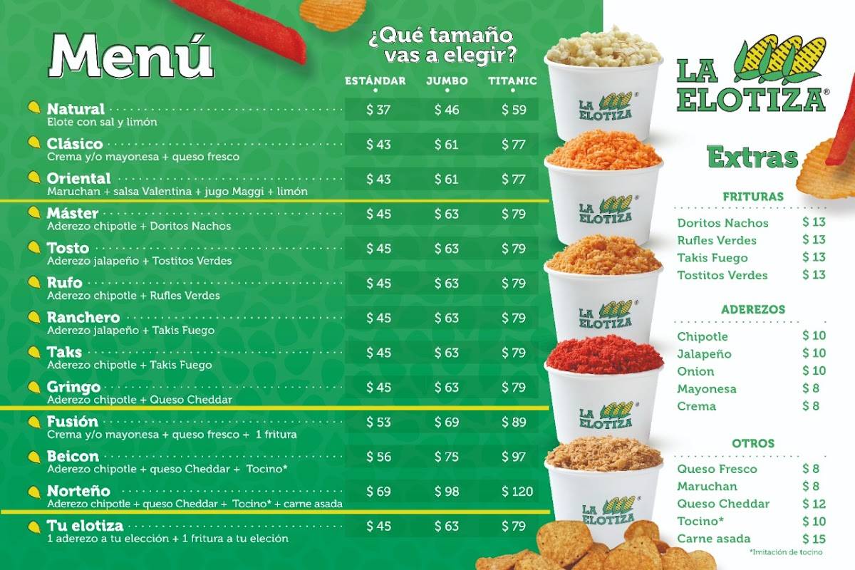 Carta del restaurante Esquites y Elotes Preparados - La Elotiza ...