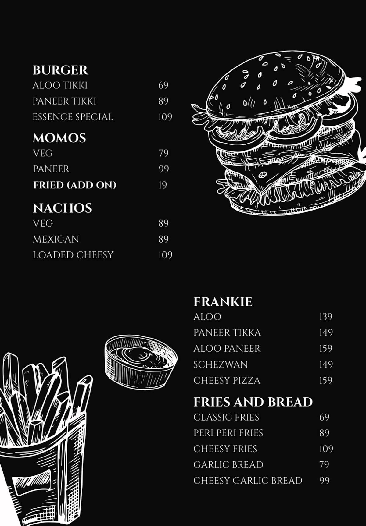 Menu at Essence Cafe and Essence, Kishangarh
