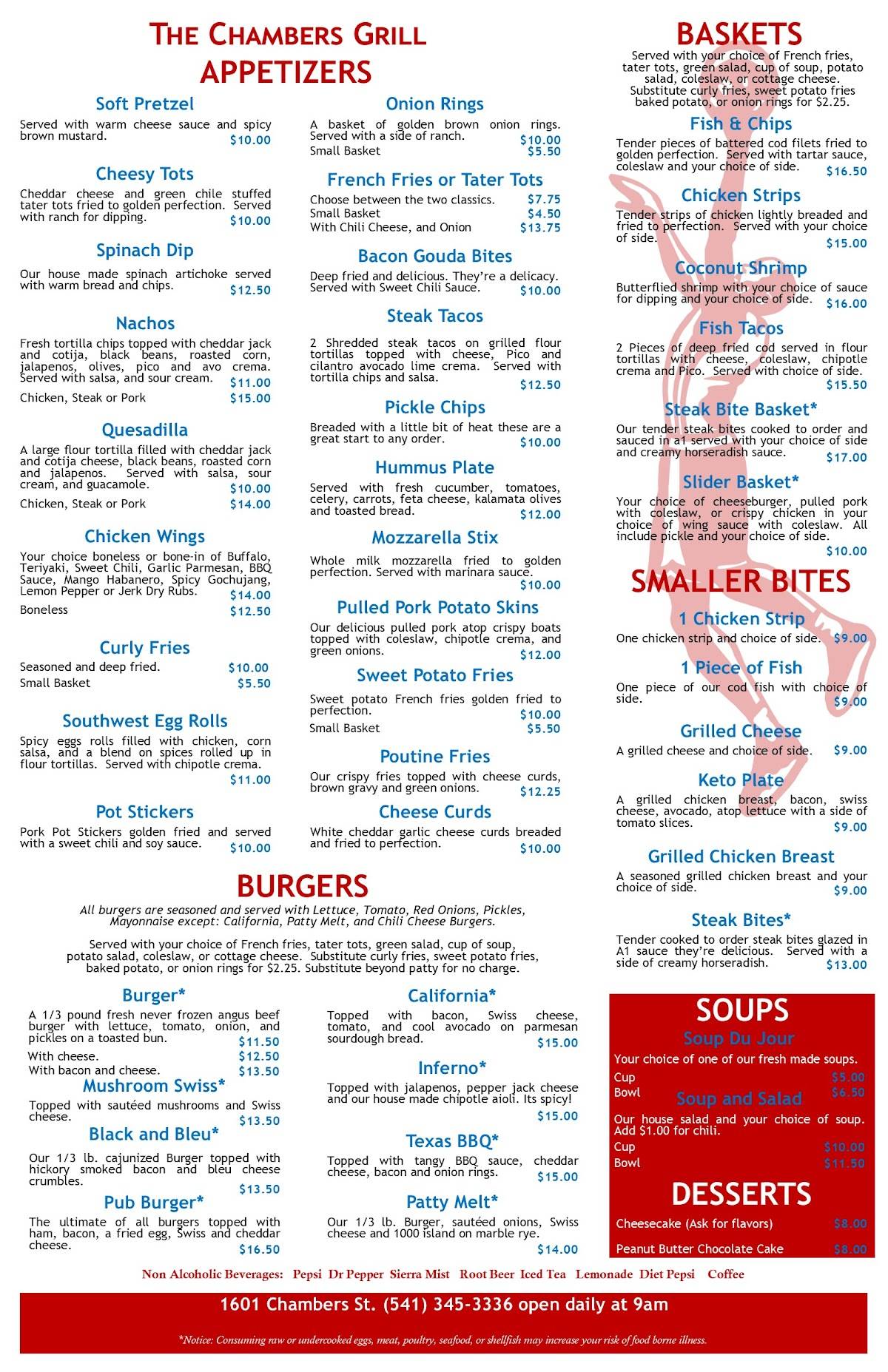 Menu at Chambers Grill and Taphouse pub & bar, Eugene