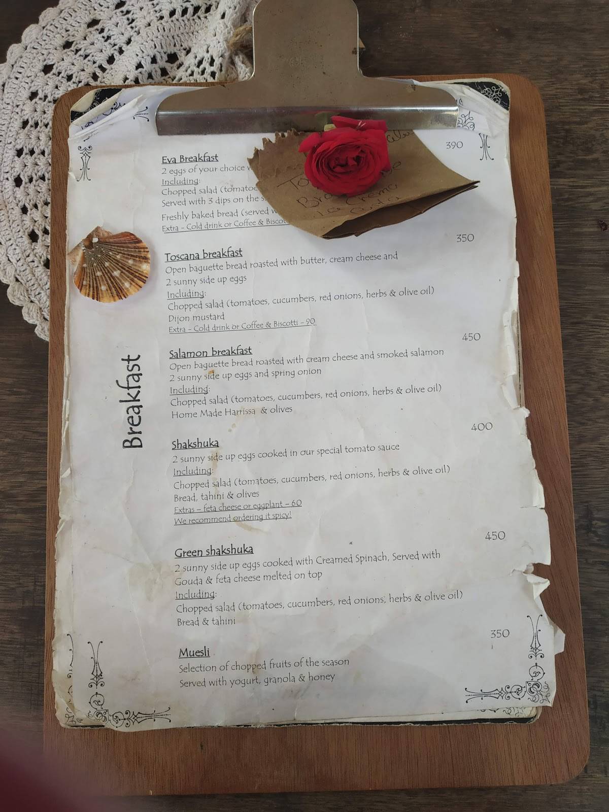 Menu at Eva Cafe, Anjuna, Hno 129/45