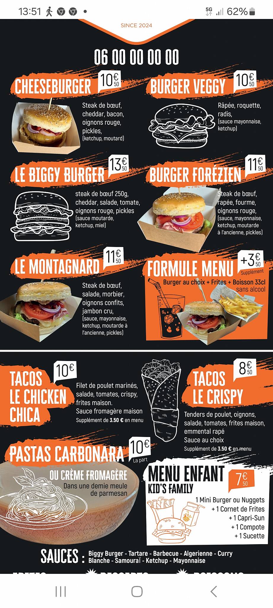 Menu at Event break restaurant, Panissières
