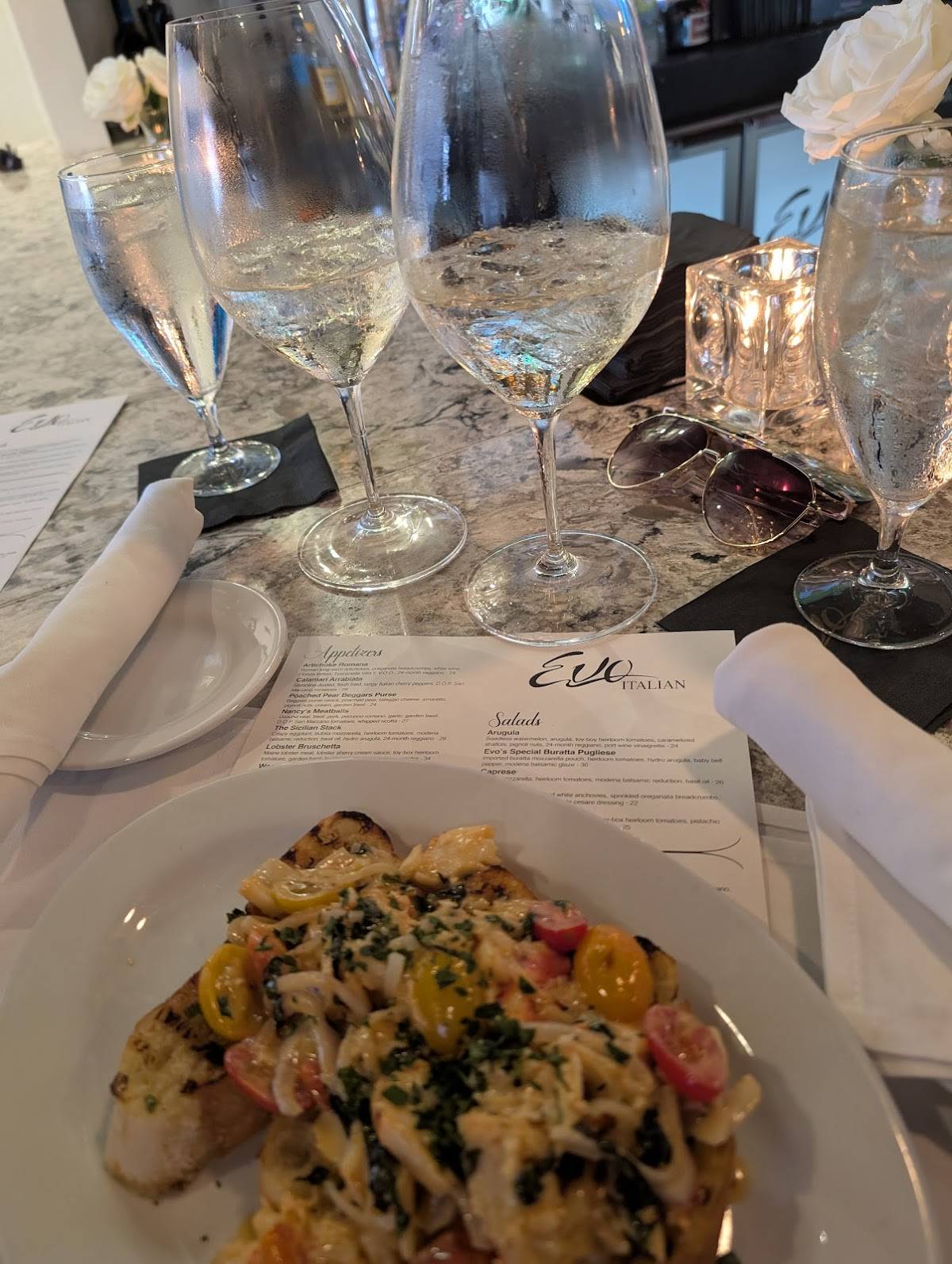 Menu at Evo Italian restaurant, Tequesta