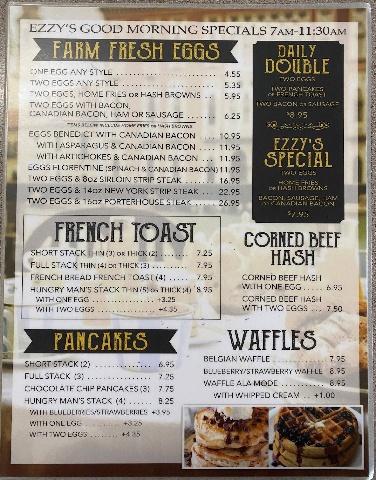 Menu at Ezzy's restaurant, Rochester, 885 Buffalo Rd