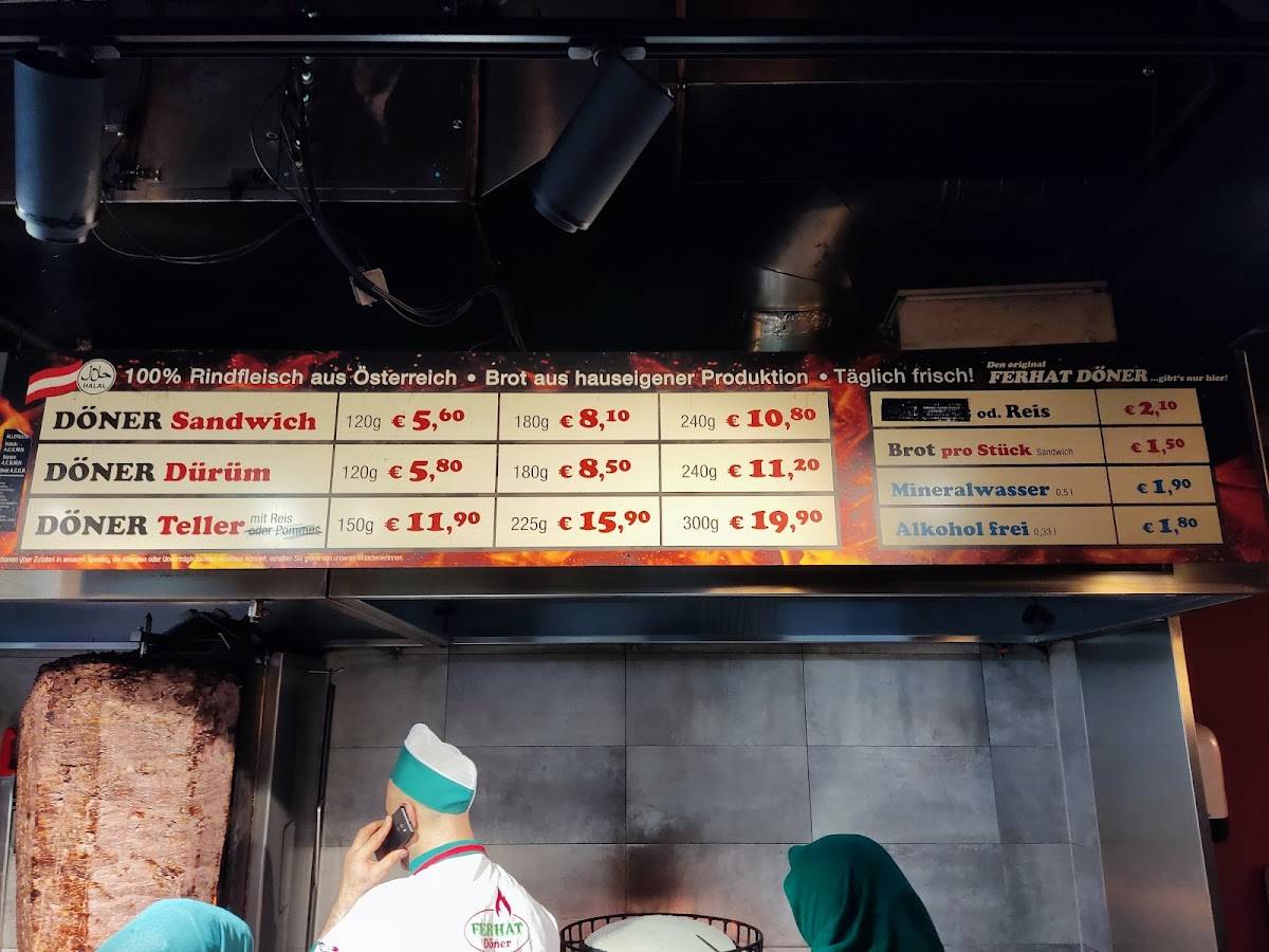 Speisekarte von FERHAT DÖNER restaurant, Wien, Favoritenstraße 94